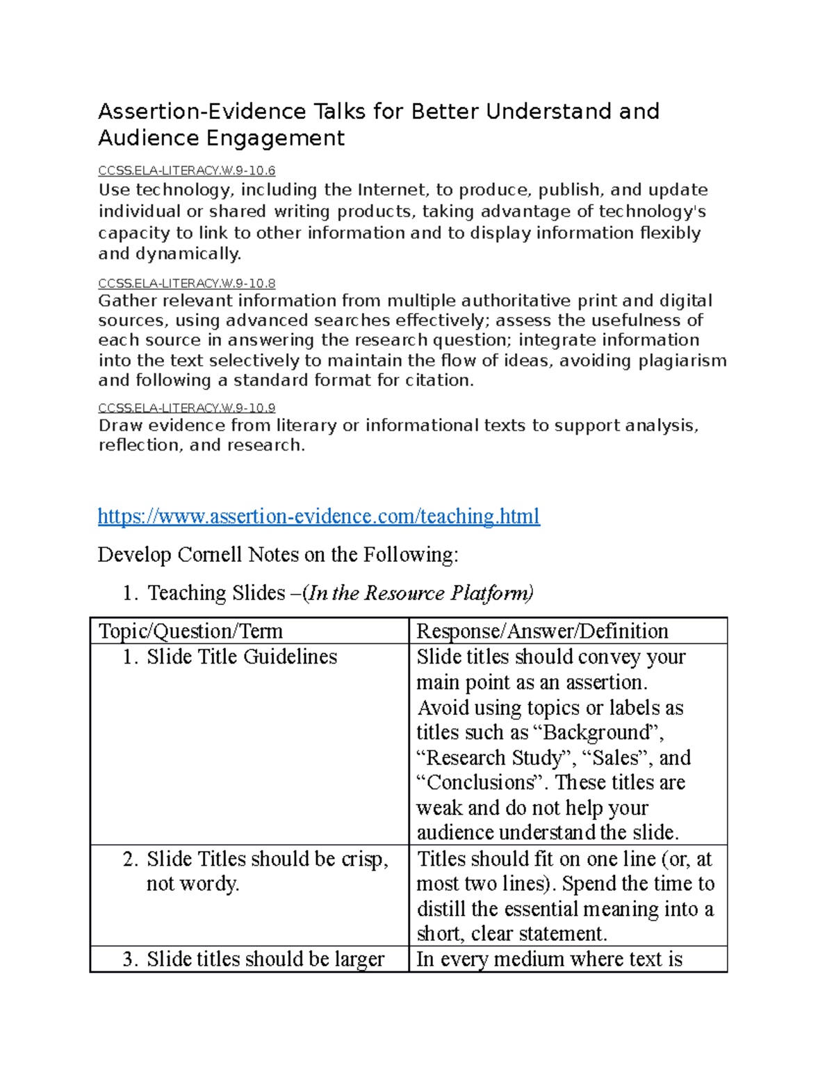Assertion Evidence completed - Assertion-Evidence Talks for Better ...