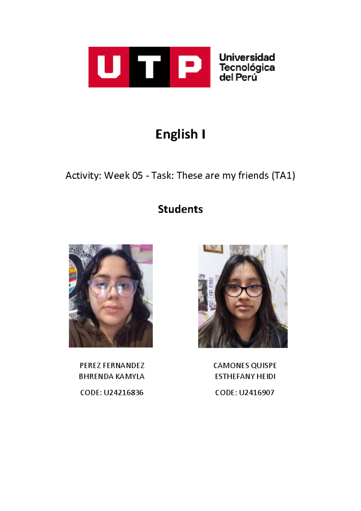 TA1 - dfdfdd - English I Activity: Week 0 5 - Task: These are my ...