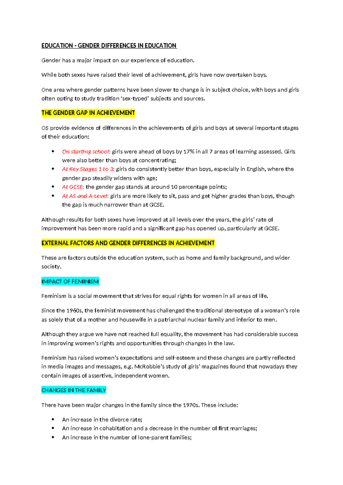 Gender differences in achievement - EDUCATION - GENDER DIFFERENCES IN ...
