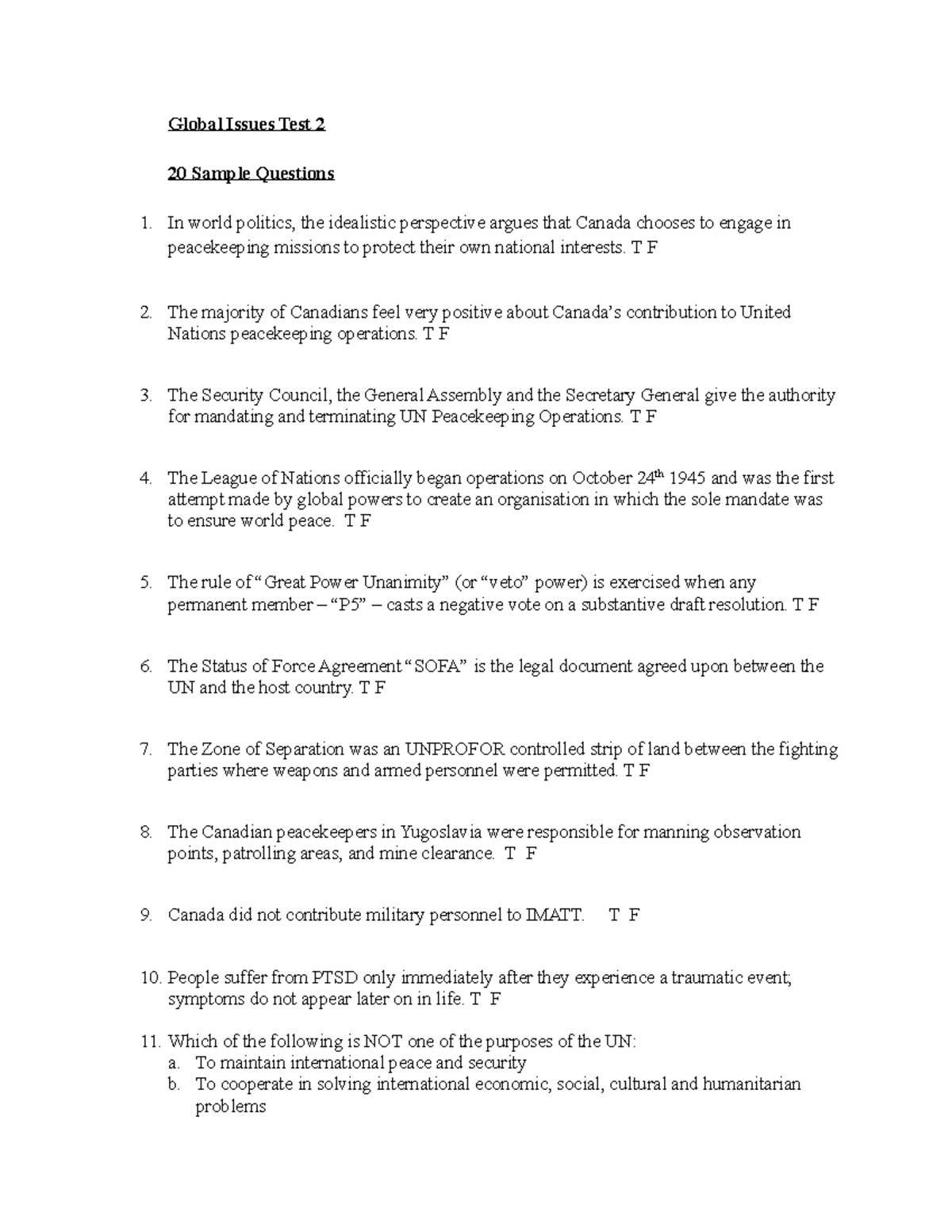 Global Issues Test 2 20 Sample Questions - Global Issues Test 2 20 ...
