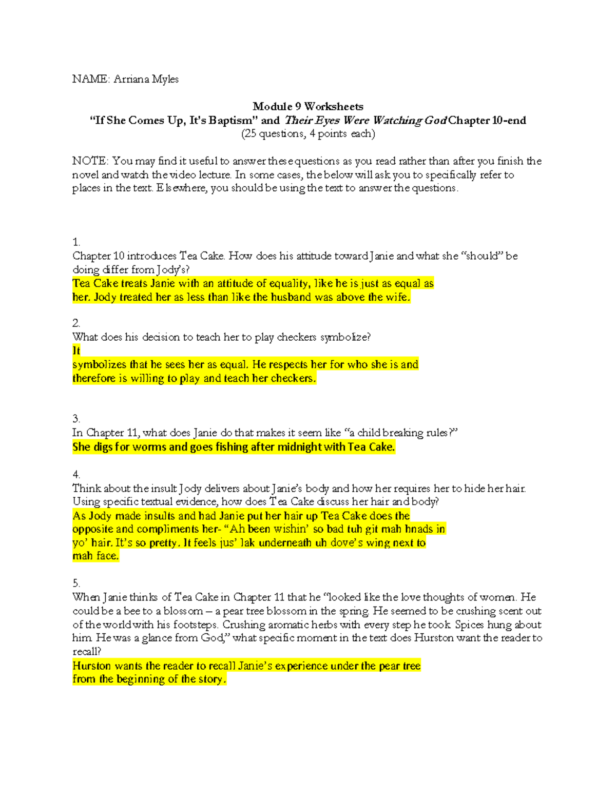 Module 9 Worksheets 2024 - NAME: Arriana Myles Module 9 Worksheets “If ...