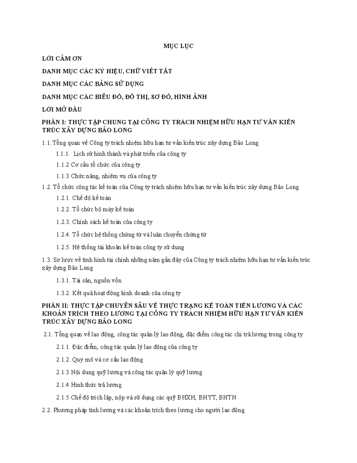 MỤC LỤC - Summary Mẫu Báo cáo thực tập - MỤC LỤC LỜI CẢM ƠN DANH MỤC ...