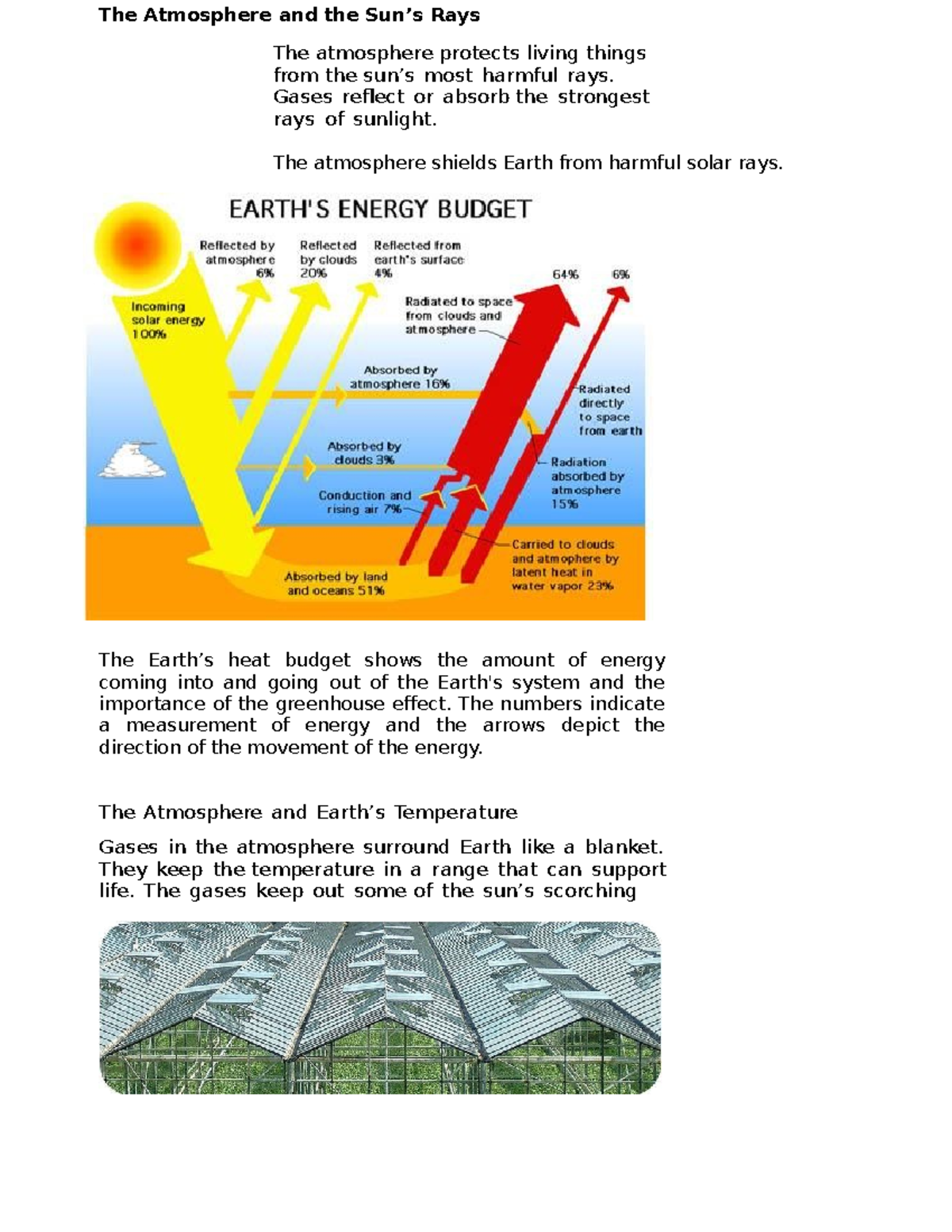 The Atmosphere and the Sun - Gases reflect or absorb the strongest rays ...