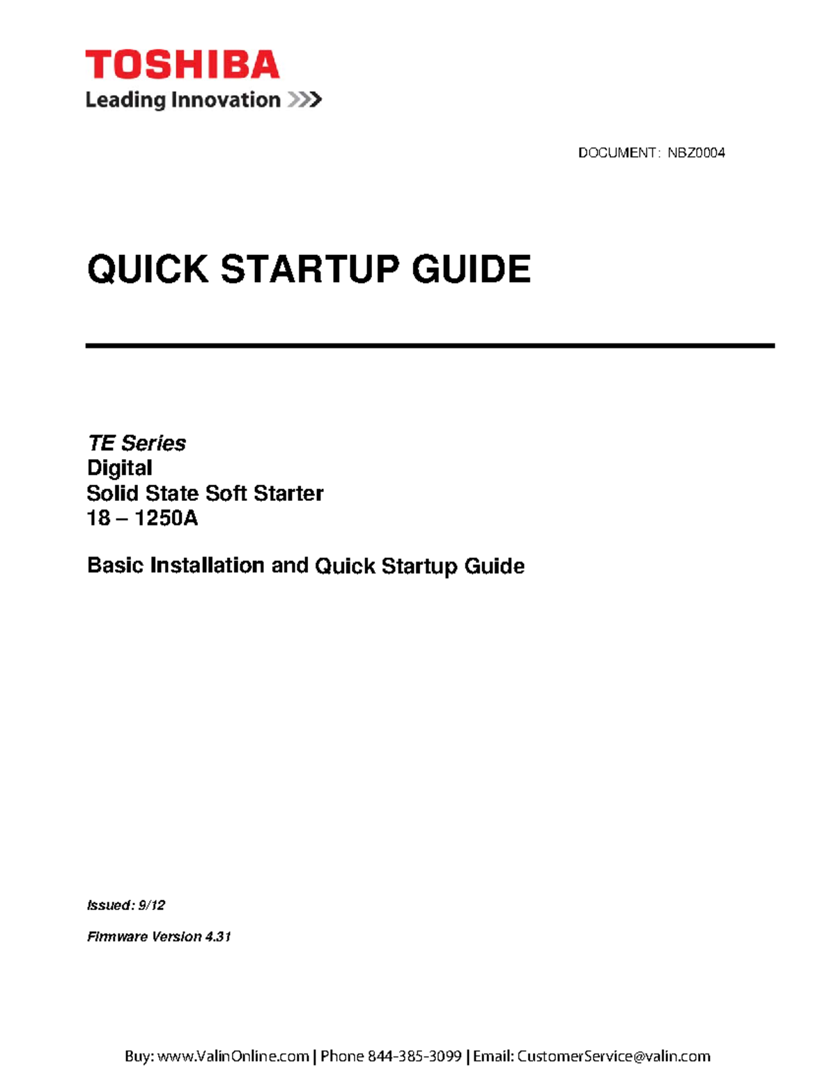 Toshiba-te-series-startup - DOCUMENT: NBZ QUICK STARTUP GUIDE TE Series ...