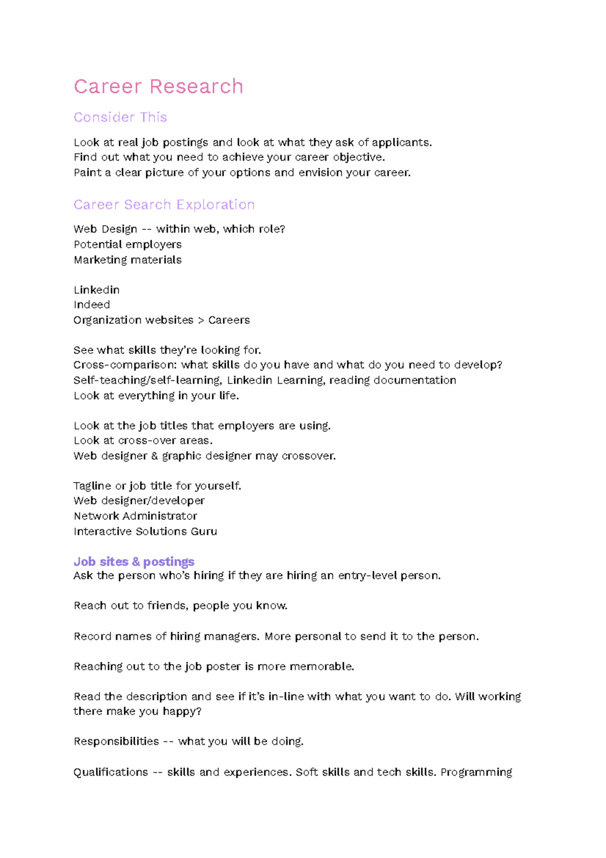 Jan 12 - career research - Career Research Consider This Look at real ...