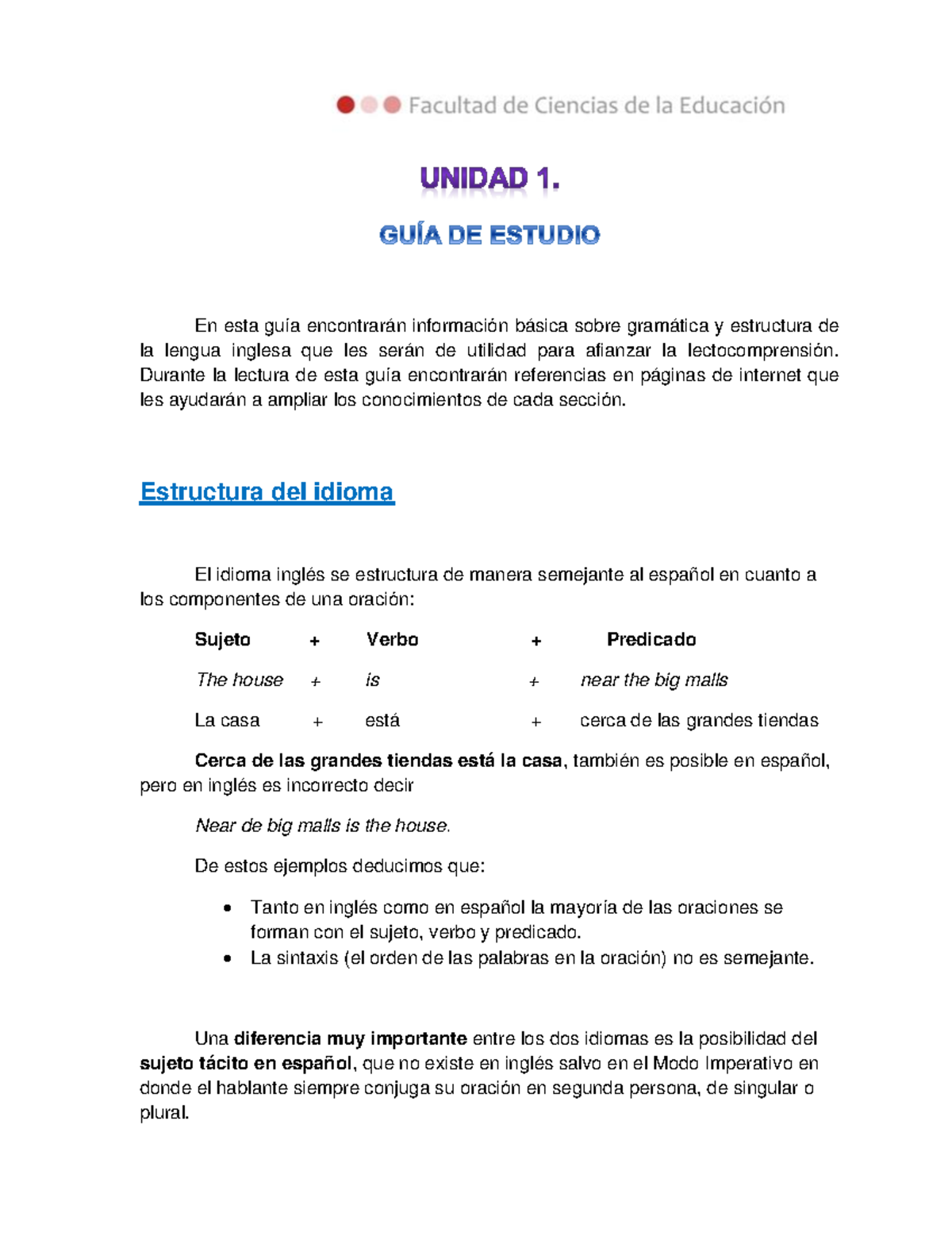 Unidad 1 Guía de Inicio - GUIA - En esta guía encontrarán información ...