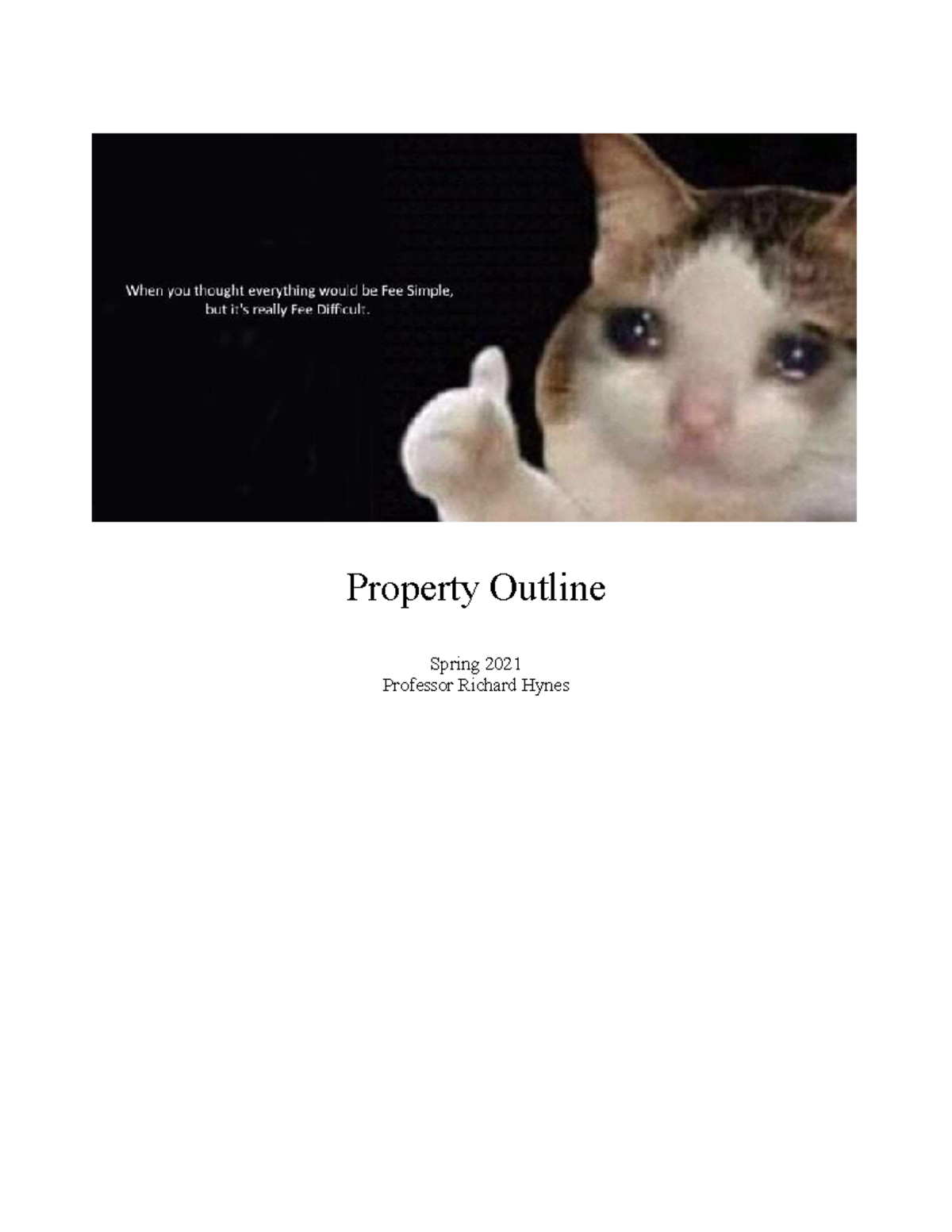 Outline - Professor Hynes - Property Outline Spring 2021 Professor ...