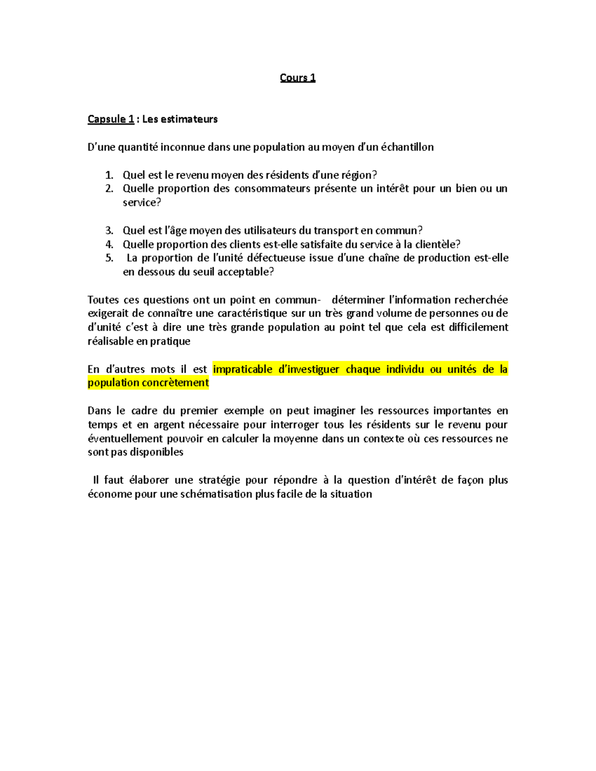 Stats - MEerci de donner autant d'information que possible - Cours 1 ...