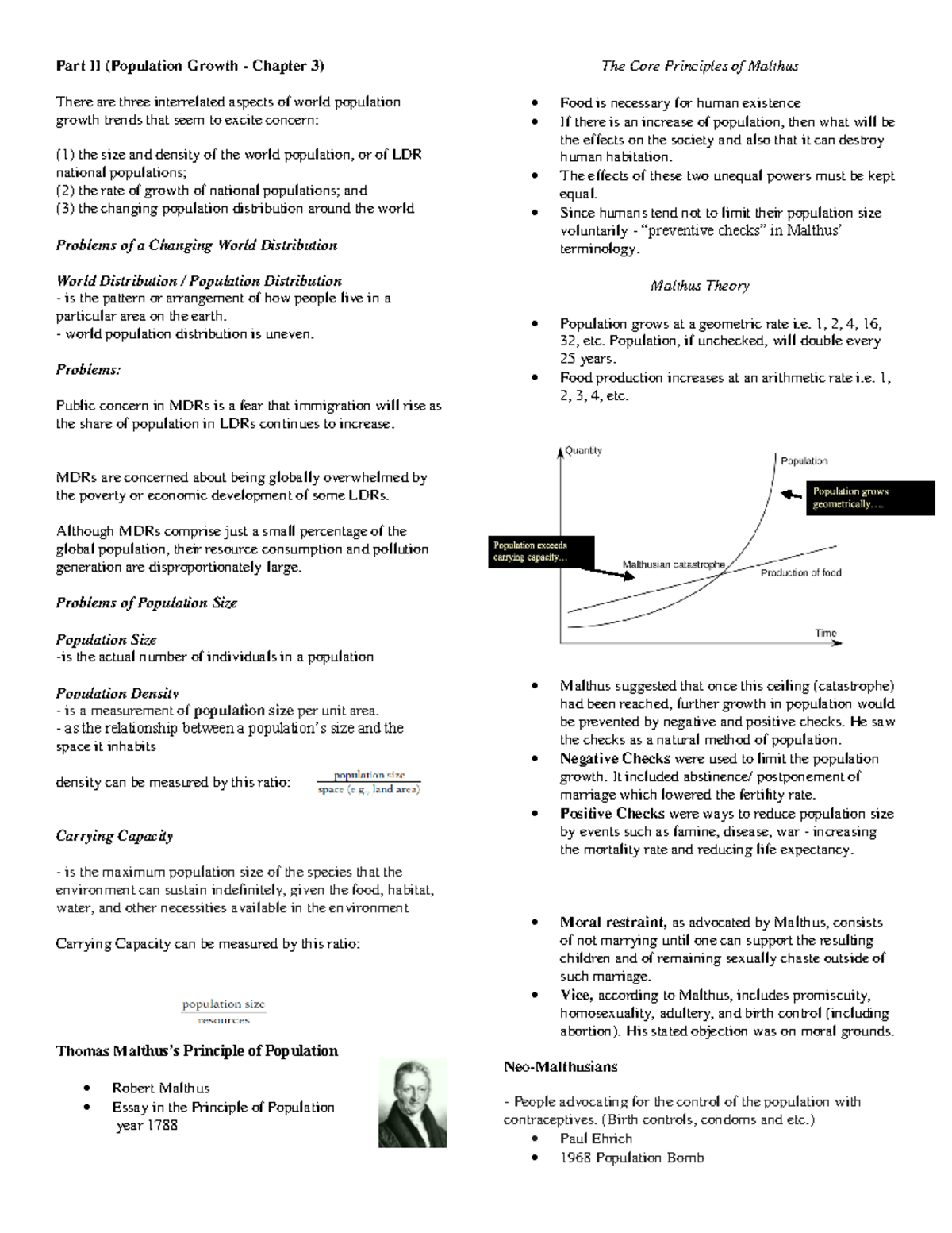 (Population Growth - Chapter 3) - world population distribution is ...