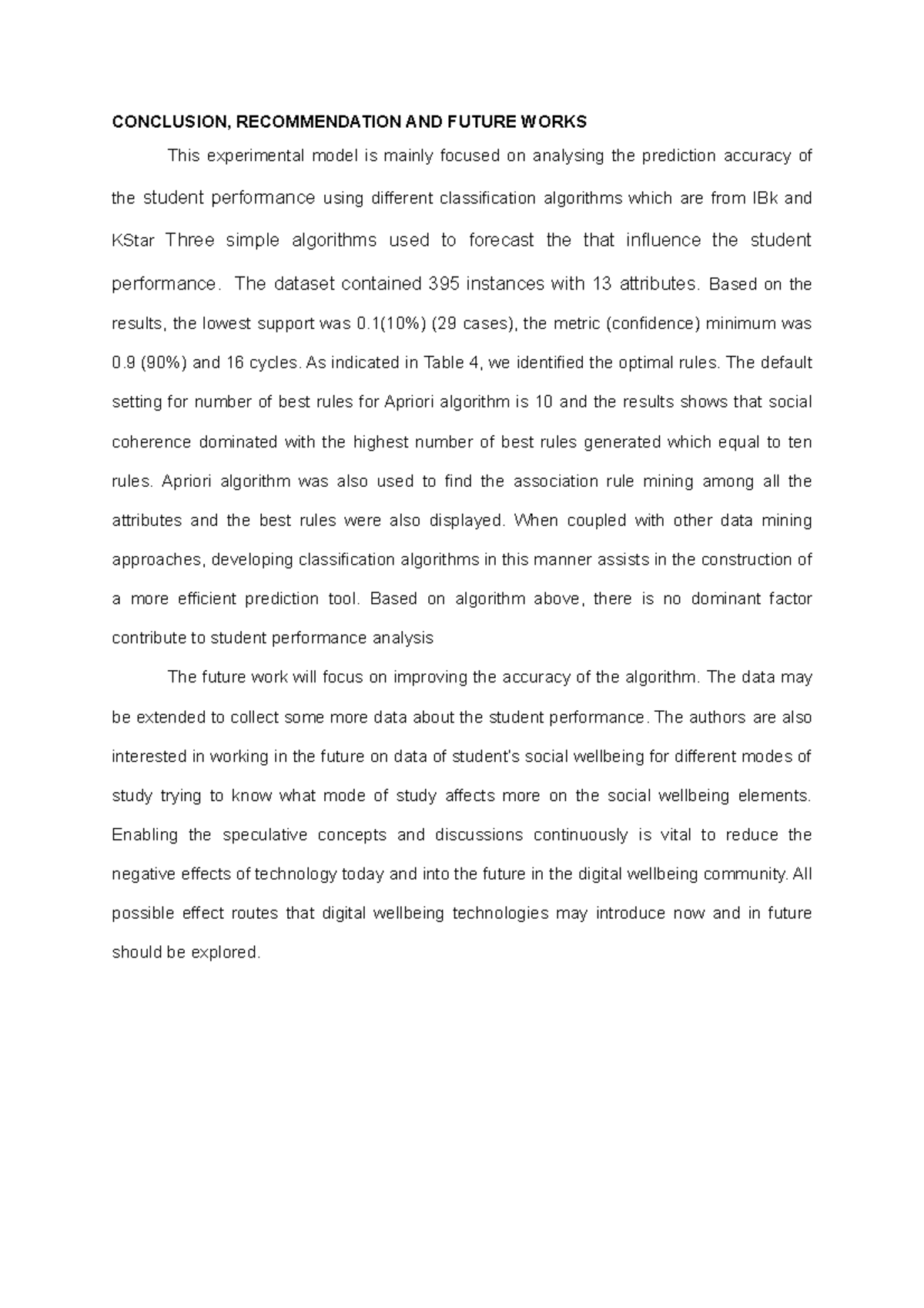 Conclusion weka - Assignment - CONCLUSION, RECOMMENDATION AND FUTURE ...