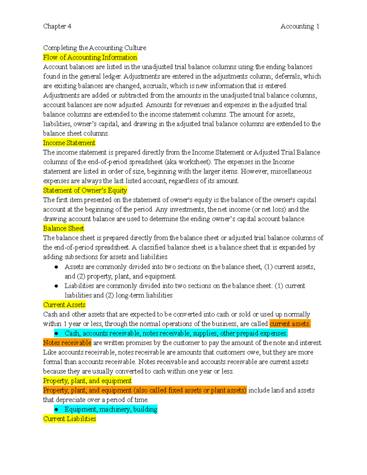 Accounting 1 - Chapter 4 - Chapter 4 Accounting 1 Completing the ...