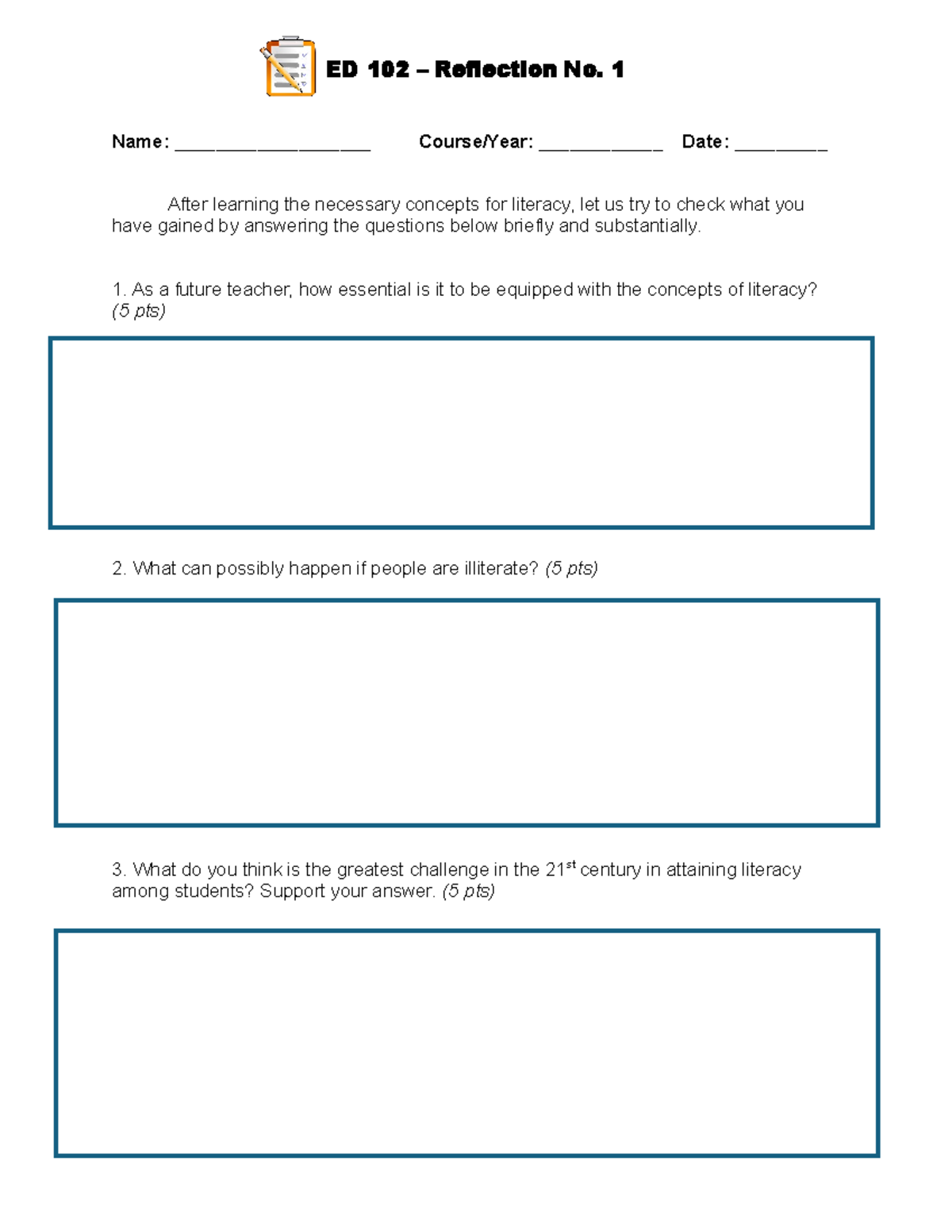 Reflection 1 - Building and - ED 102 – Reflection No. 1 Name ...