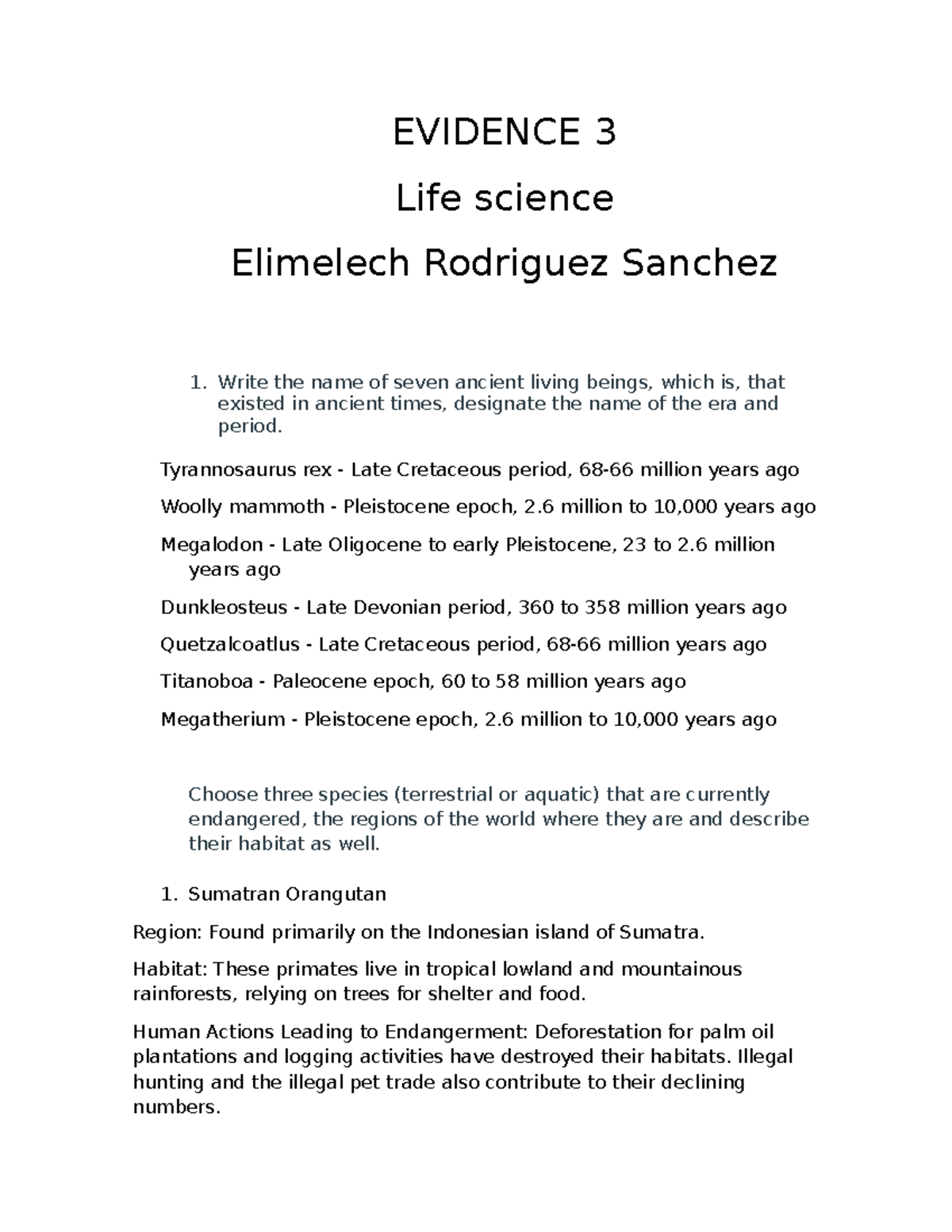 Evidence 3 Life science - EVIDENCE 3 Life science Elimelech Rodriguez ...