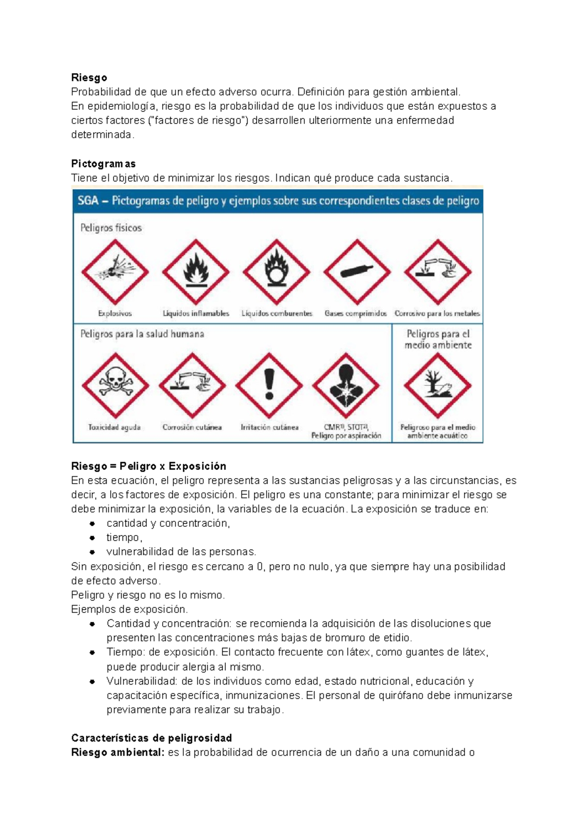 Clase 3 Protección Ambiental - Riesgo Probabilidad de que un efecto ...