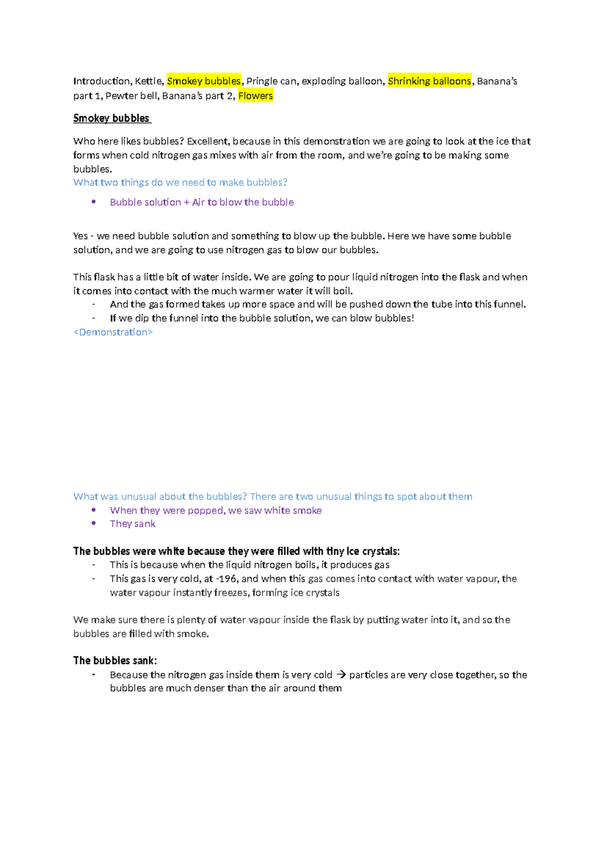 Science outreach script - Introduction, Kettle, Smokey bubbles, Pringle ...