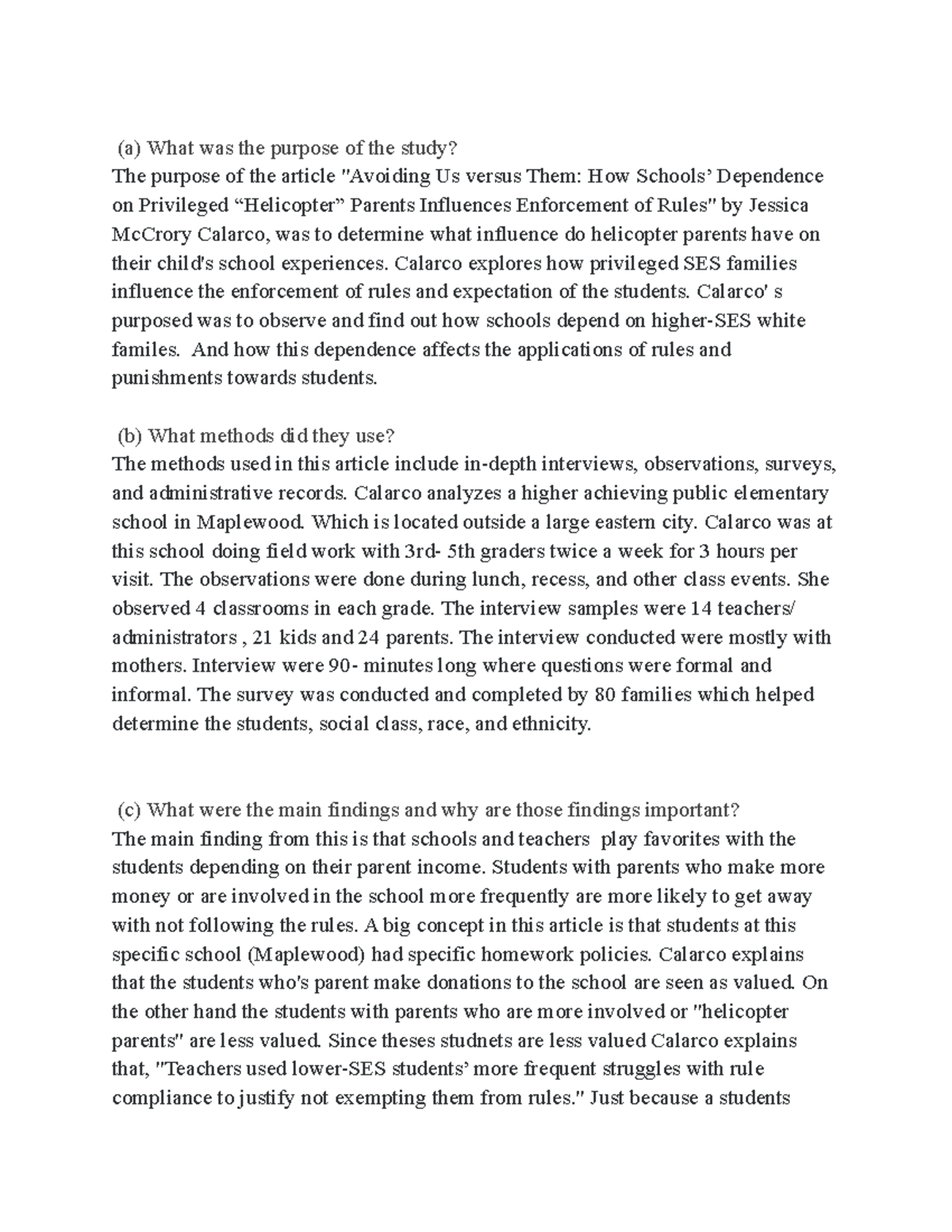 Essay soc 1010 - (a) What was the purpose of the study? The purpose of the article "Avoiding Us ...