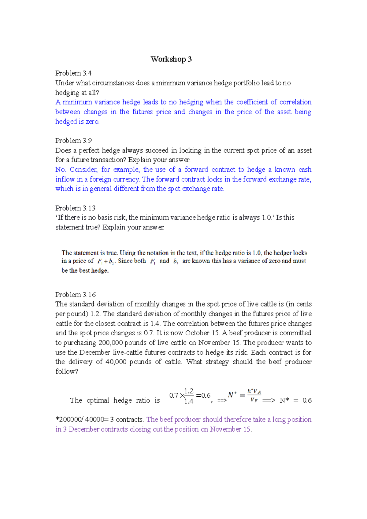 Workshop 3 - tutorial questions - Workshop 3 Problem 3. Under what circumstances does a minimum ...