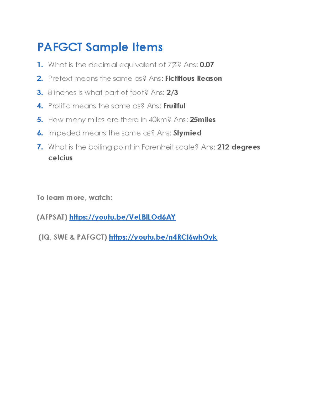 Toaz - BS Criminology - PAFGCT Sample Items What is the decimal ...