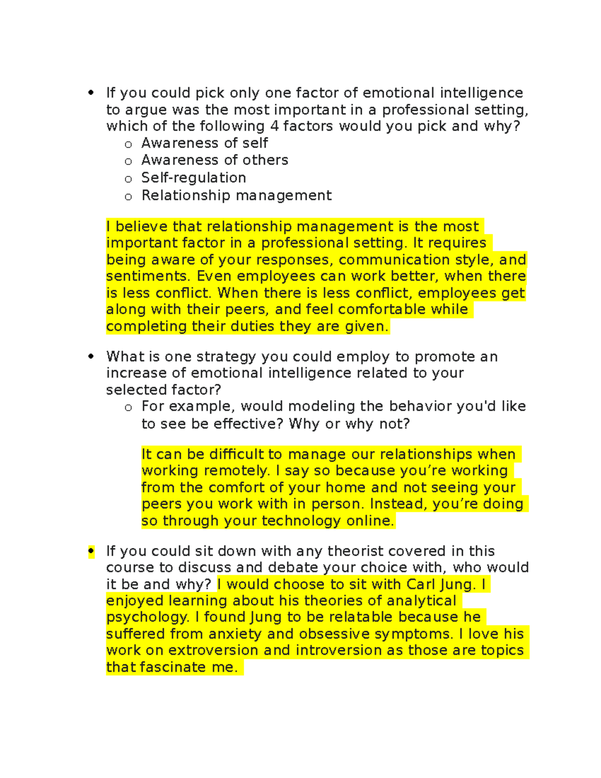Module 7 discussion personality - If you could pick only one factor of ...