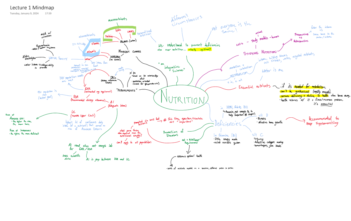 Lecture 1 Mindmap - Lecture 1 Mindmap Tuesday, January 9, 2024 17:59 macronutrients avoid lipids ...