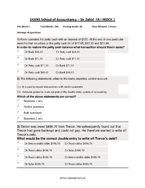 Double entry Practice Questions - Q1. Which of these accounts will be ...