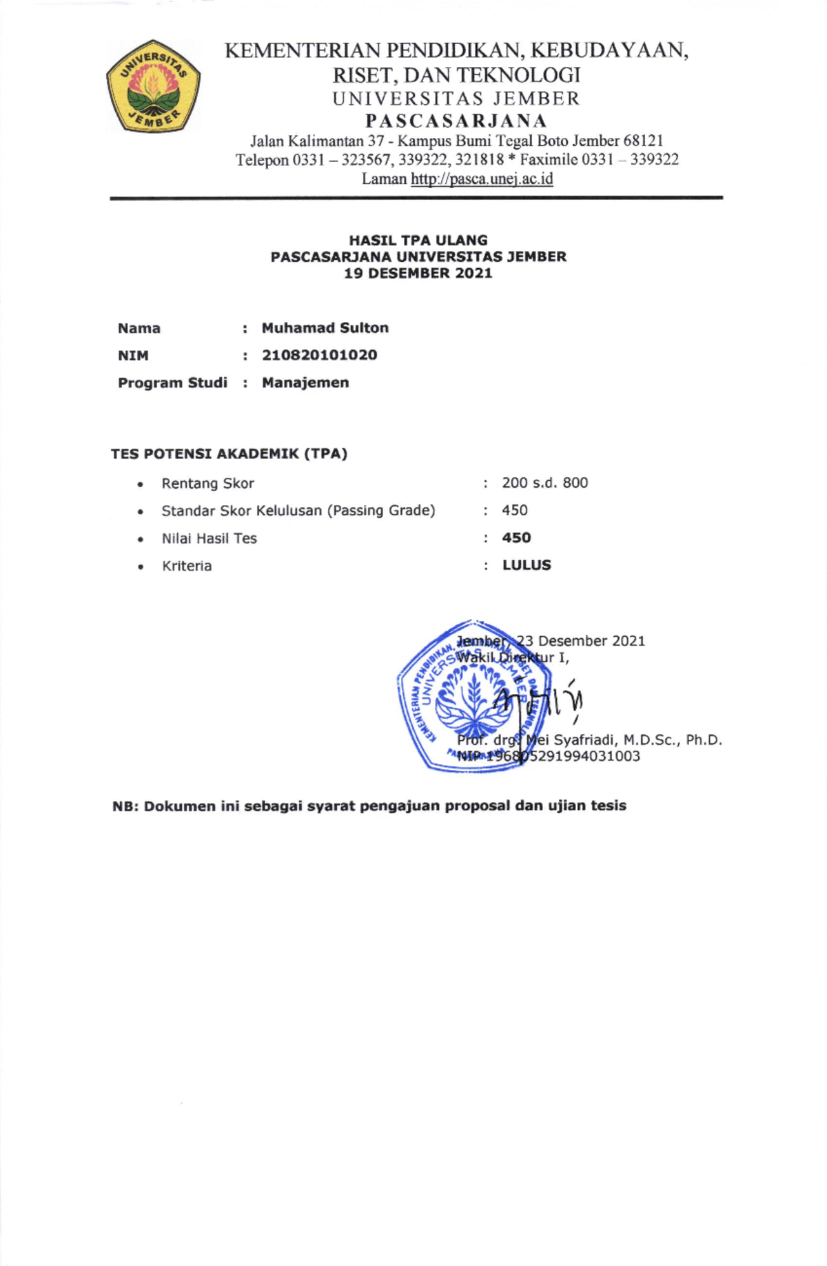 2. Hasil tes TPA dan TKBI - KEMENTERIAN PENDIDIKAN, KEBUDAYAAN, RISET ...