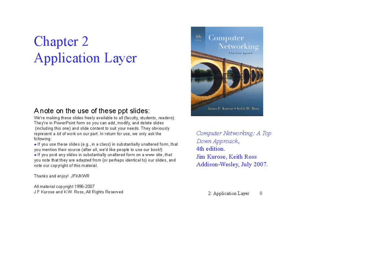 Chapter 2 reduced NW2 - network - Chapter 2 Application Layer Computer Networking: A Top Down ...