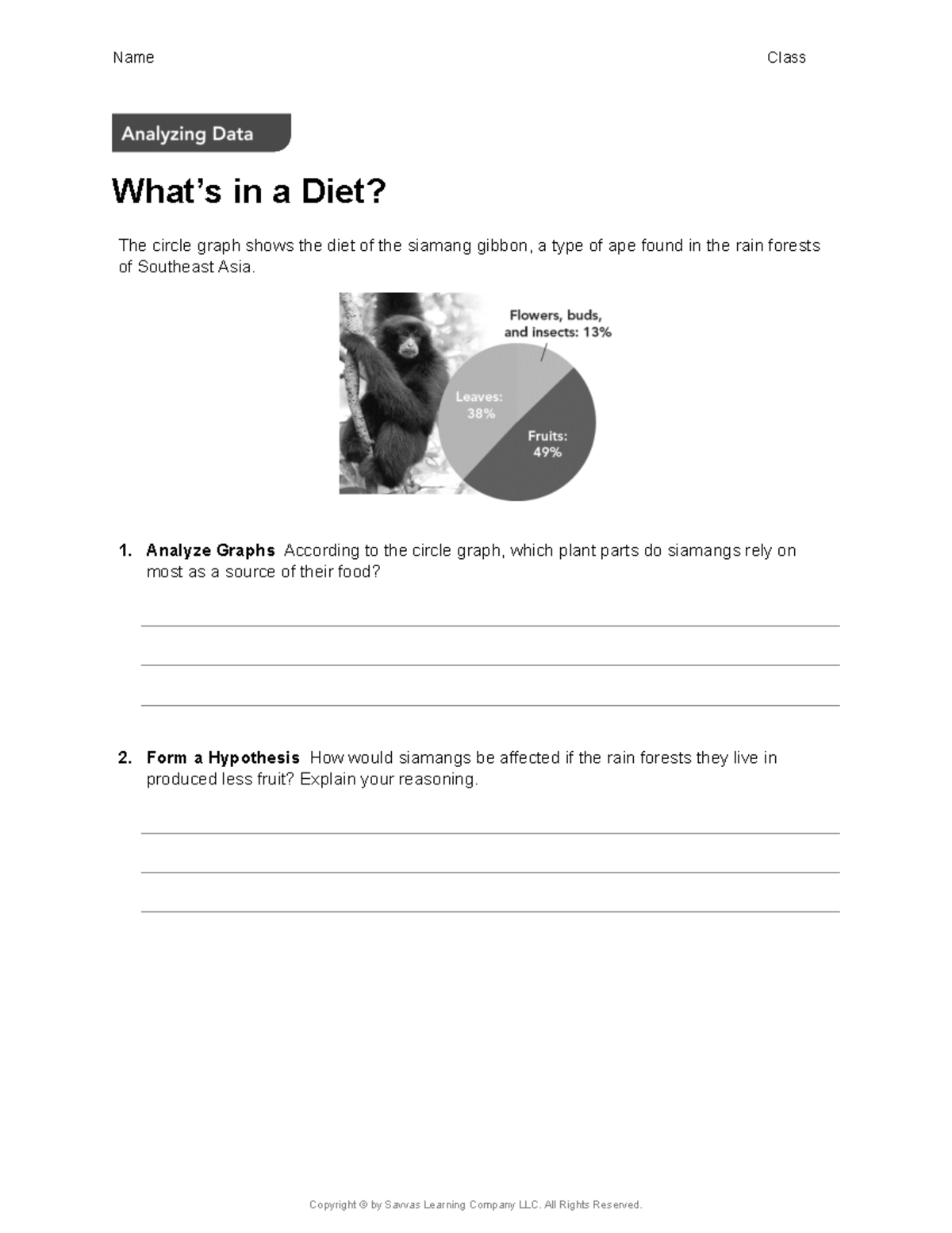 1-1 Analyzing Data Worksheet - Name Class What’s in a Diet? 1. Analyze ...