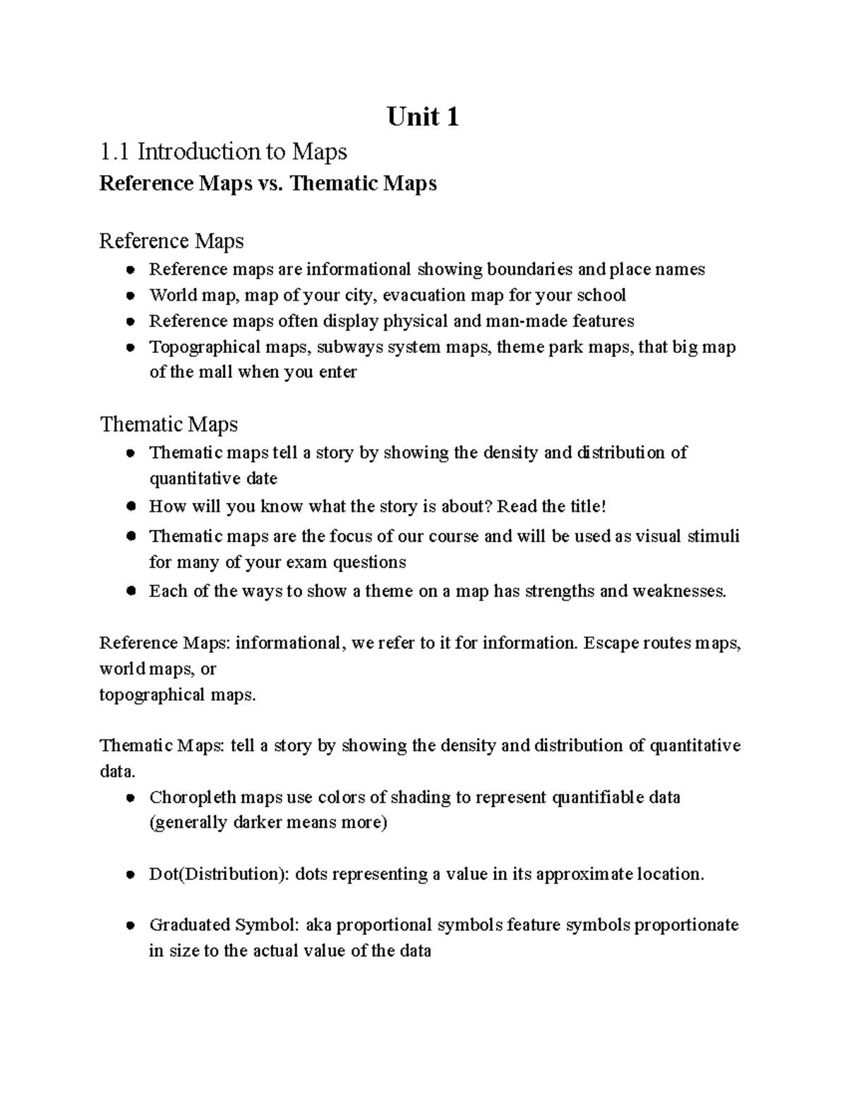 APHG Notes All Year Units - Unit 1 1 Introduction to Maps Reference ...