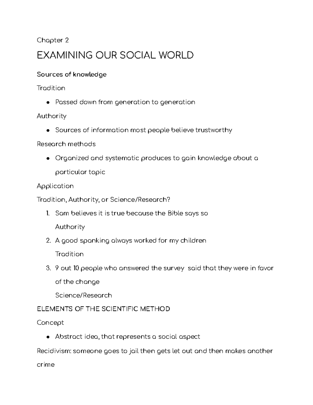 Sociology Notes 8 31 - Chapter 2 EXAMINING OUR SOCIAL WORLD Sources of ...