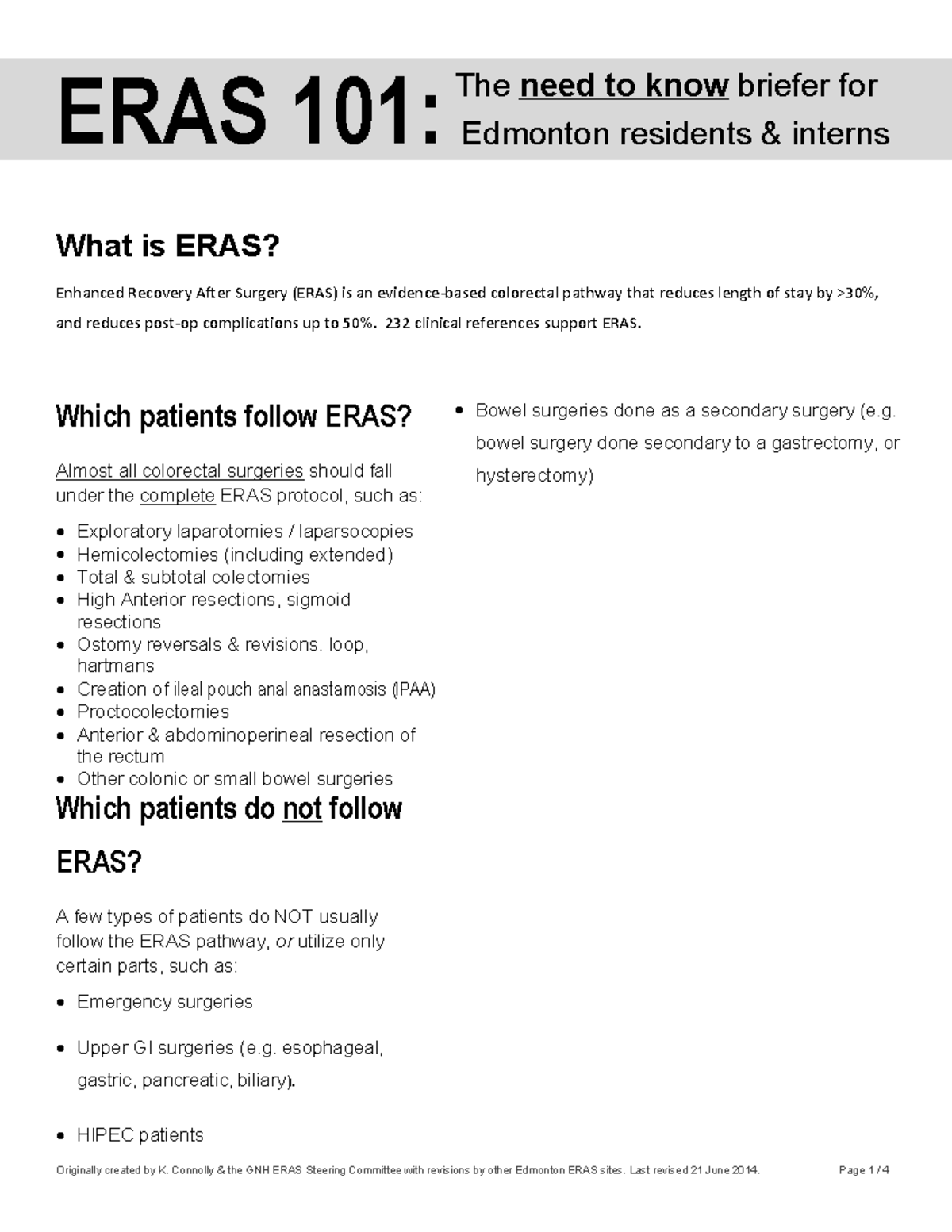 ERAS 101 (print format) - Originally created by K. Connolly & the GNH ...