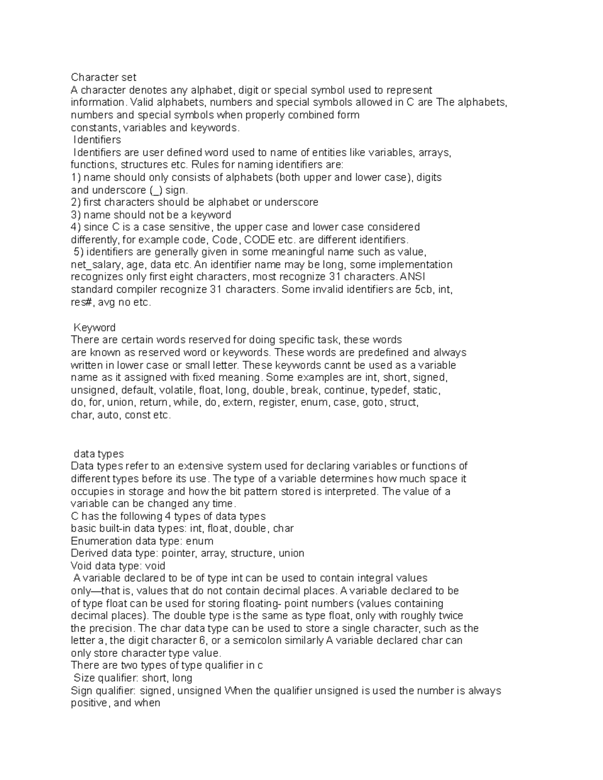 3-Character set - Lecutre notes - Character set A character denotes any ...