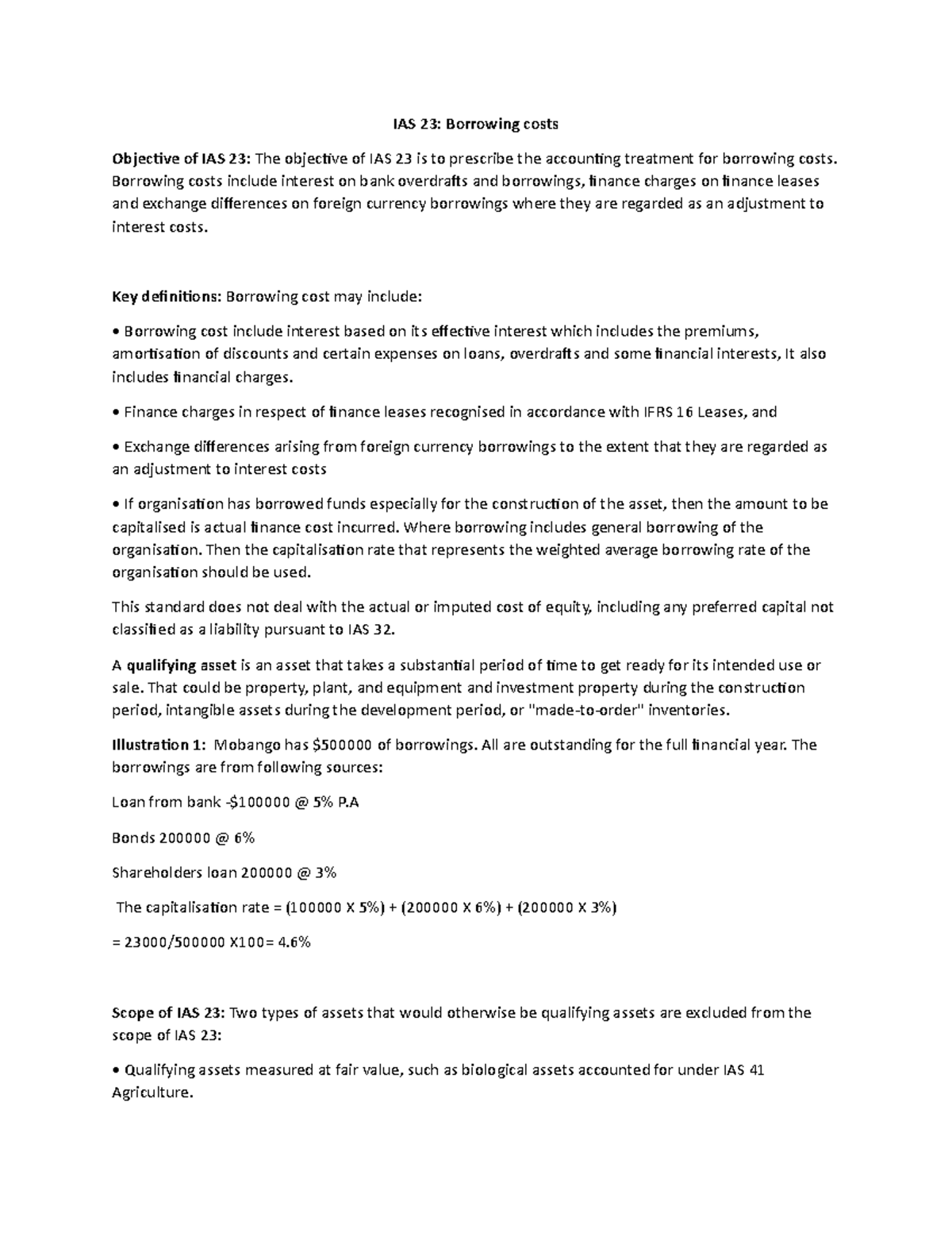 IAS 23 IAS 23 Borrowing Costs Objective Of IAS 23 The Objective Of
