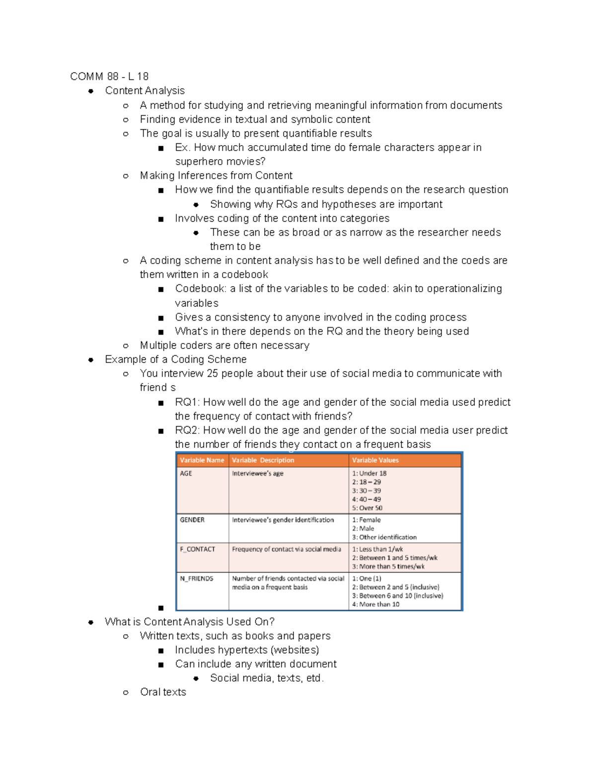 C88 - L 16 - Professor Gonzales - COMM 88 - L 18 Content Analysis A ...