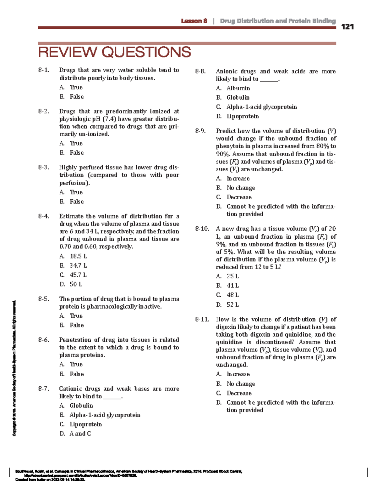 Pk lesson 8 probs - study notes and practice material - 8-1. Drugs that ...
