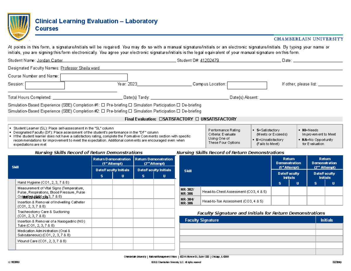 BSN CLE healthcare - CLE - At points in this form, a signature/initials ...