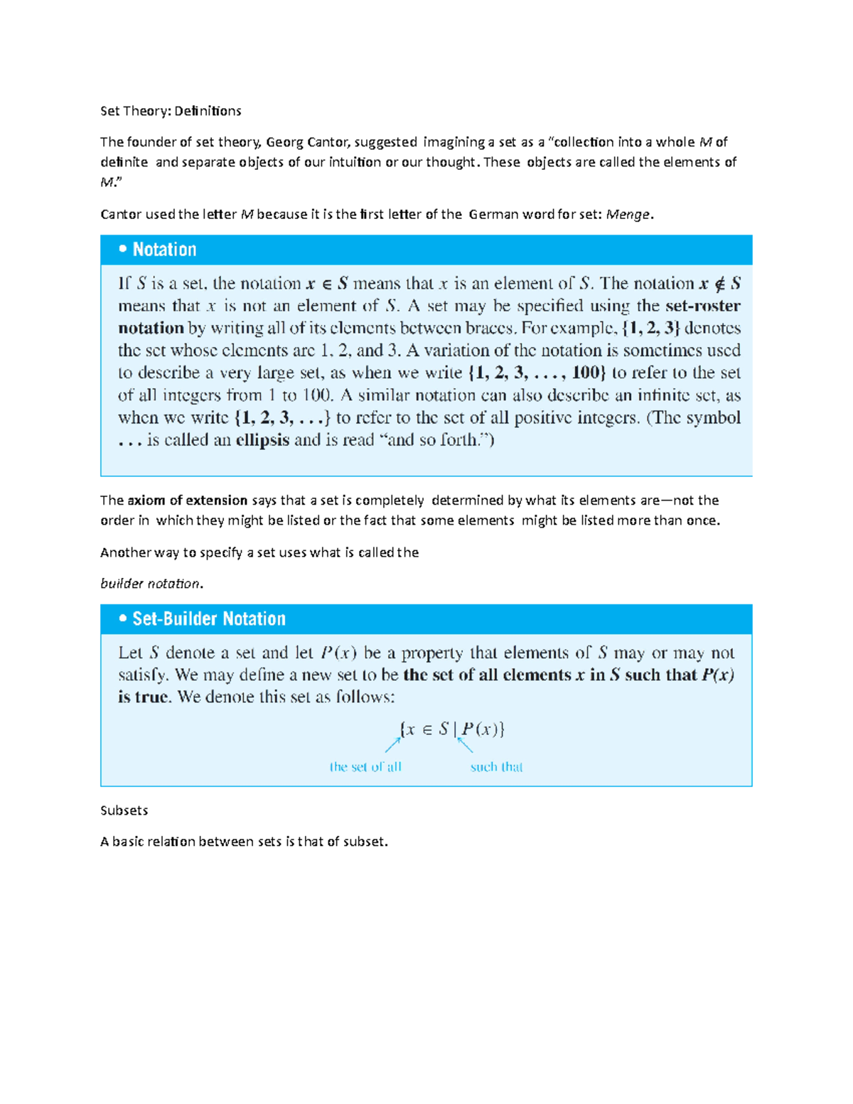 Set theory - Set Theory: Definitions The founder of set theory, Georg ...