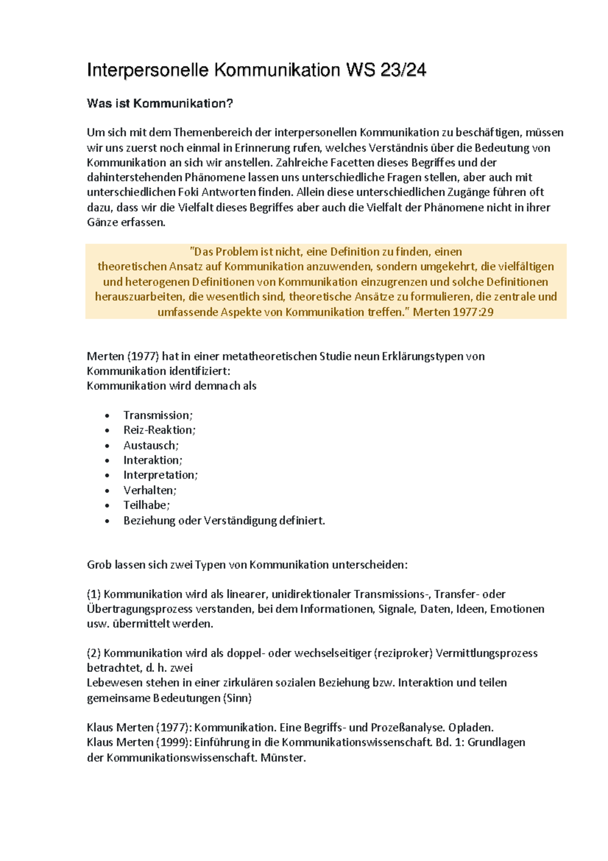 Interpersonelle Kommunikation VO INTER - Interpersonelle Kommunikation ...