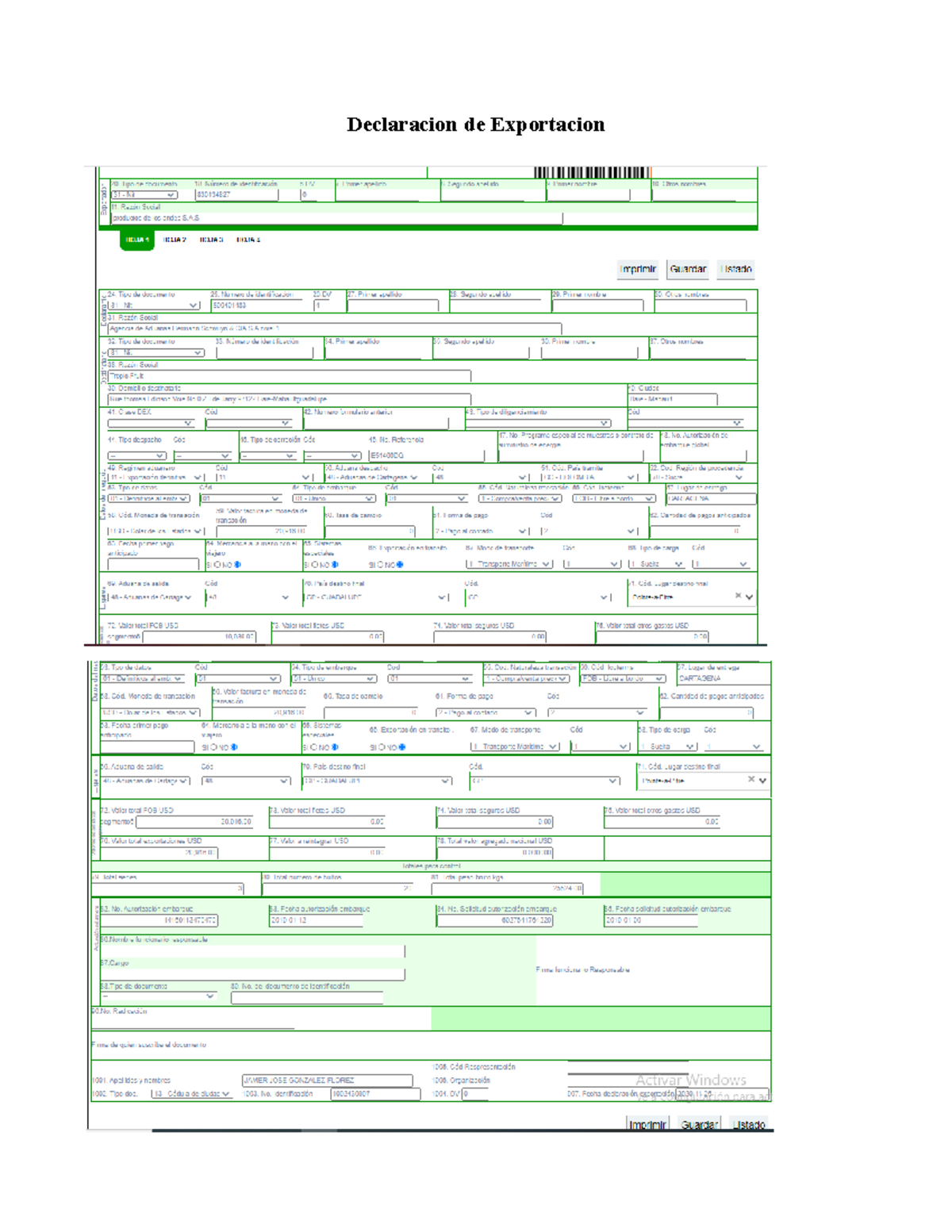 Declaracion de Exportacion - derecho admnistrativo colombiano - Studocu