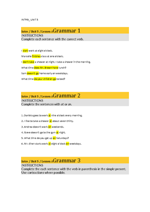 Unit 4 - MYELT MYELT - Unit 4 Intro / Unit 4 / Lesson AGrammar 1 INSTRUCTIONS Match the ...