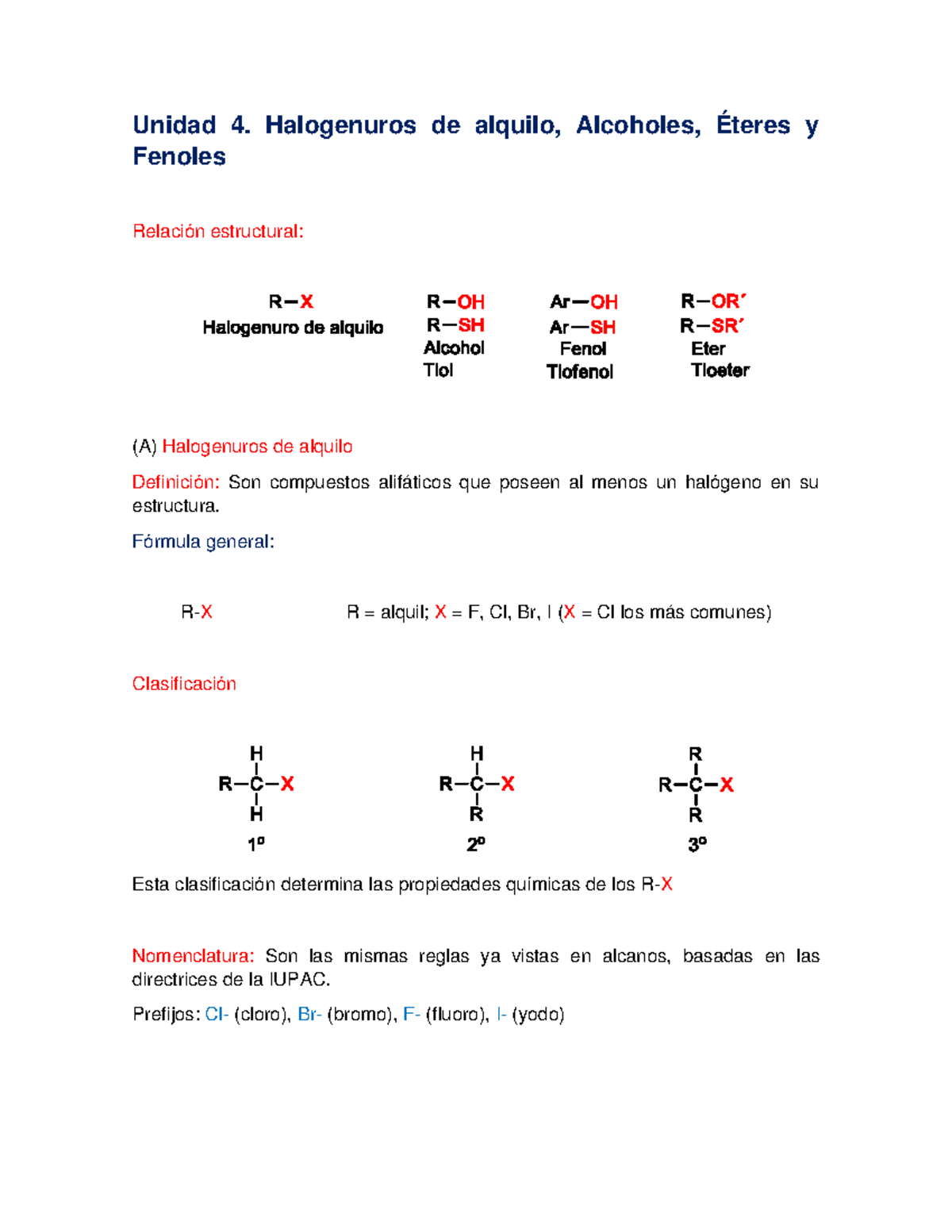 Unidad 4 Halogenuros de alquilo. Alcoholes. Éteres. Fenoles - Unidad 4 ...
