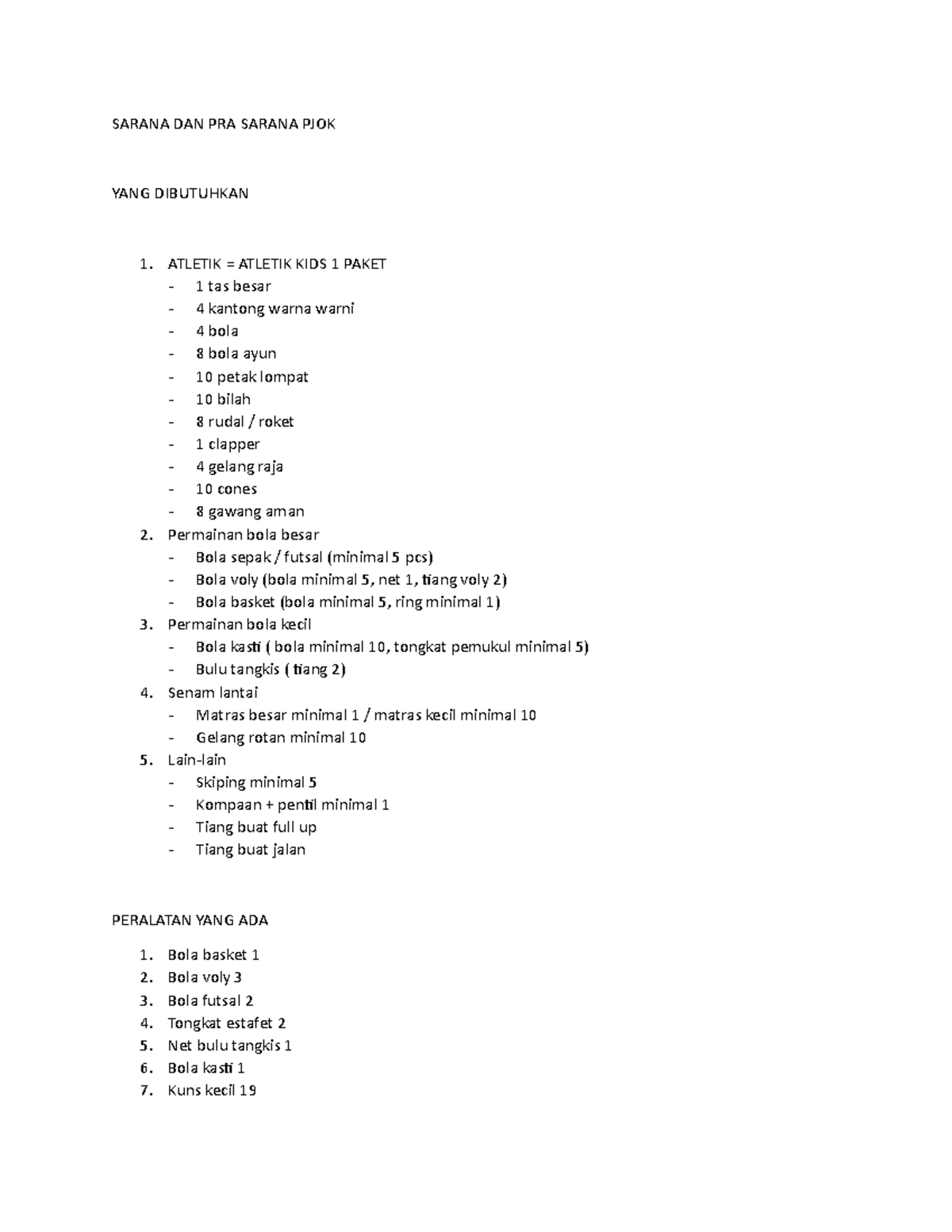 Sarana DAN PRA Sarana PJOK - SARANA DAN PRA SARANA PJOK YANG DIBUTUHKAN ...