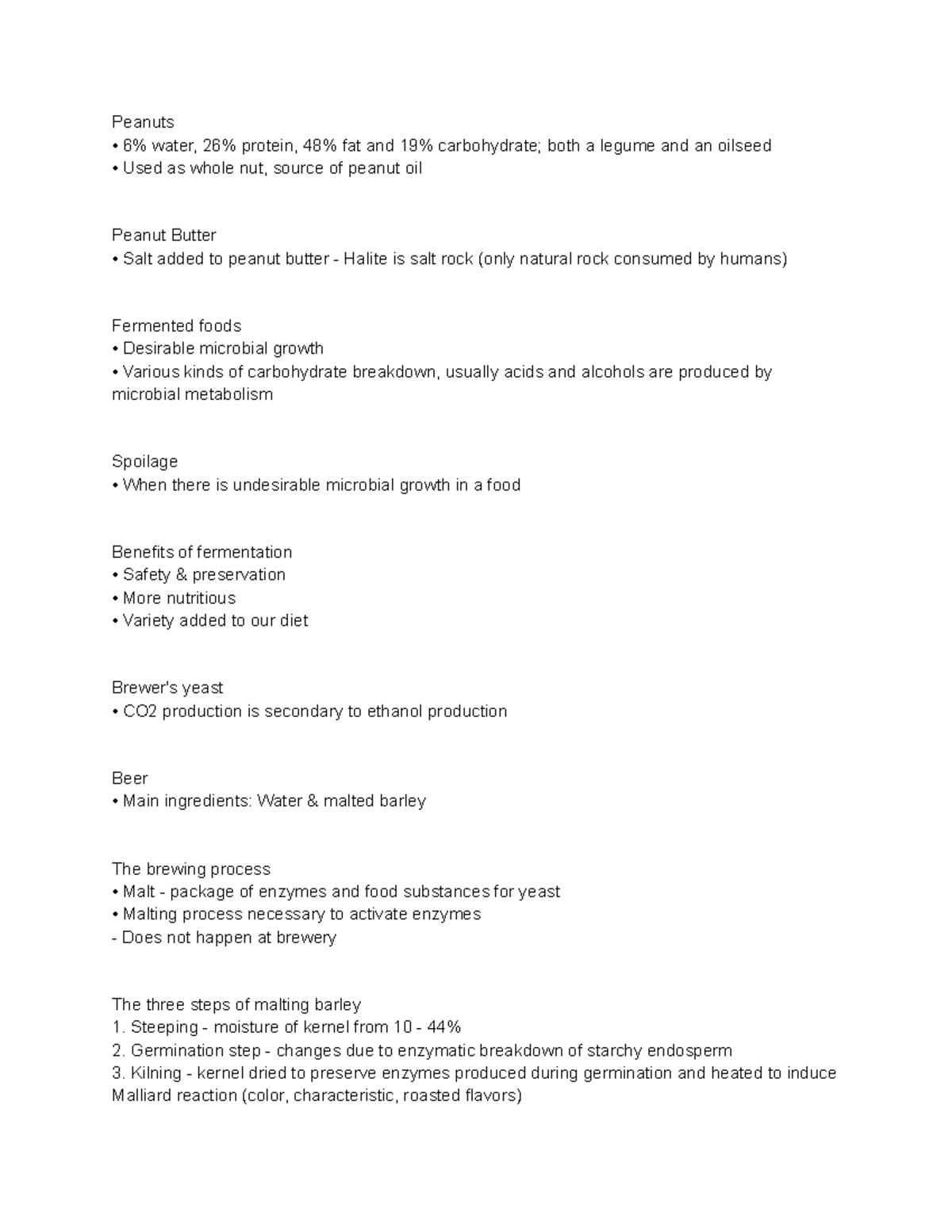 What is food science Notes 13 - Peanuts 6% water, 26% protein, 48% fat ...