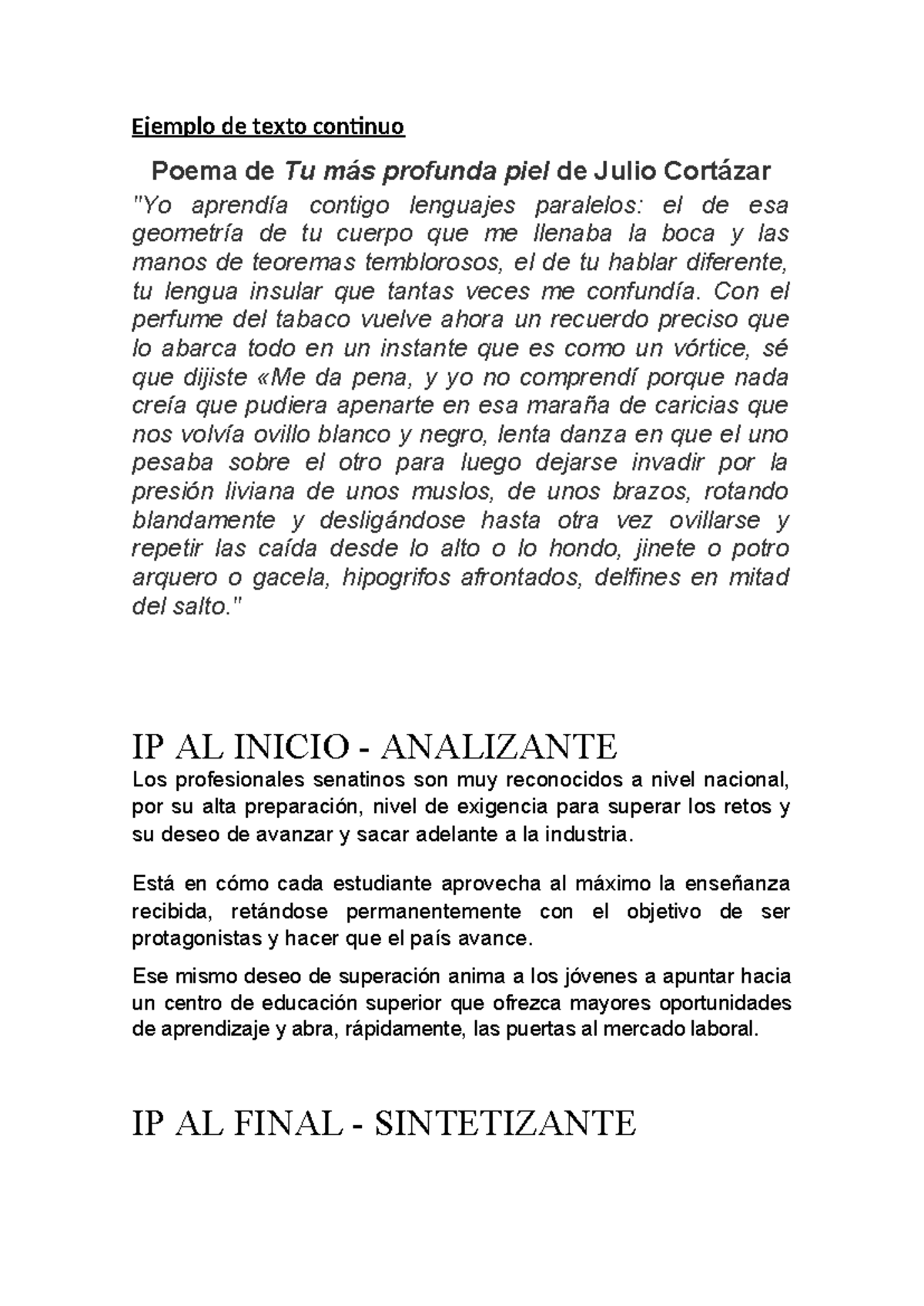 Ejemplo de texto continuo - Ejemplo de texto continuo Poema de Tu más ...