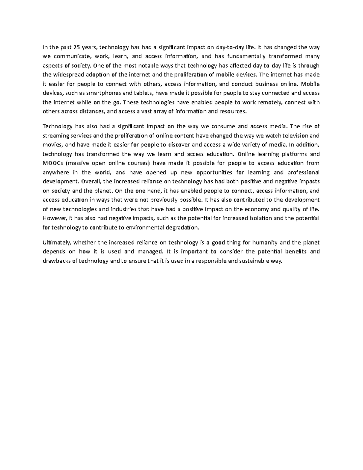 Humanities - Notes for HUMSS - In the past 25 years, technology has had ...