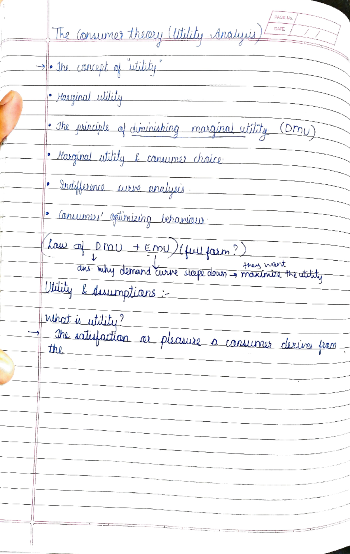 Lecture 7 Microeconomics Notes Total Utility and Marginal Utility ...