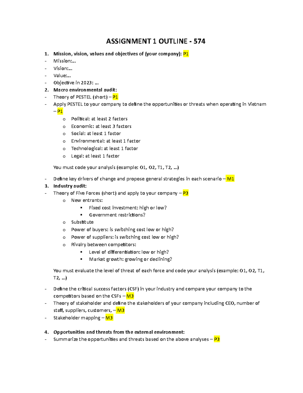ASM 1 Outline (SU23) - ádasdsadasdasdas - ASSIGNMENT 1 OUTLINE - 574 Mission, vision, values and ...