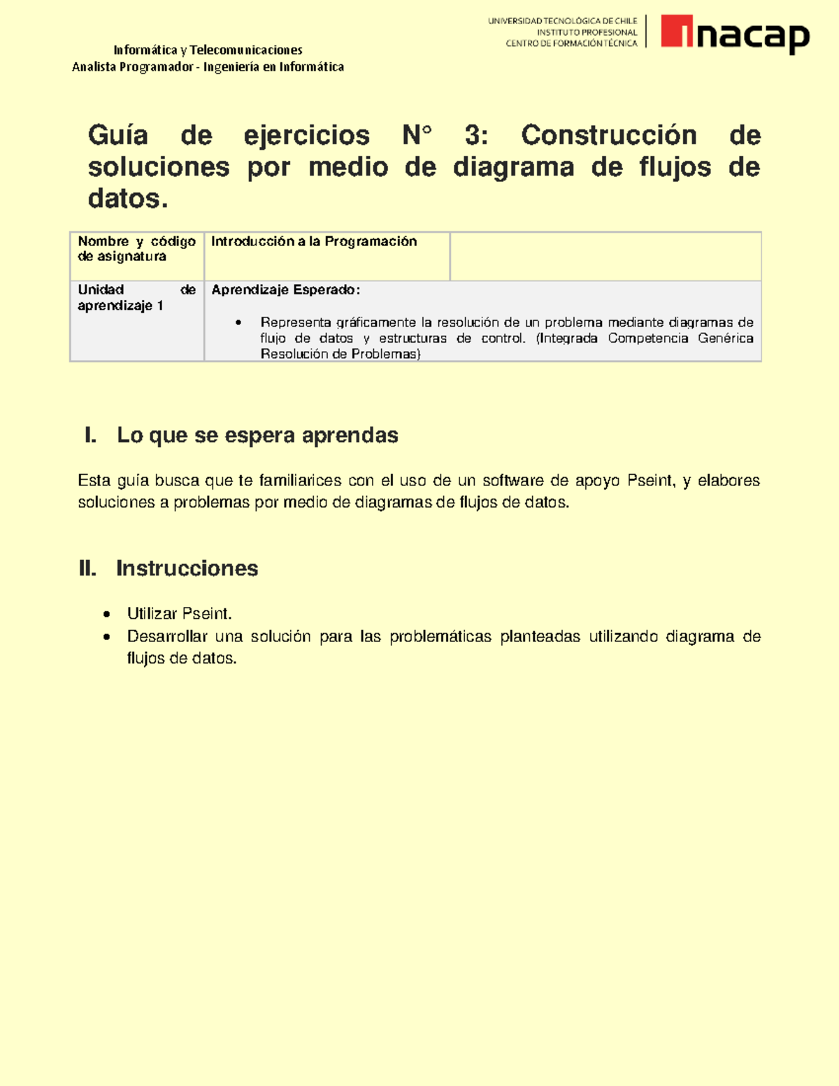 3 Guía de Ejercicios N°3 - DFD - Informática y Telecomunicaciones Analista Programador ...