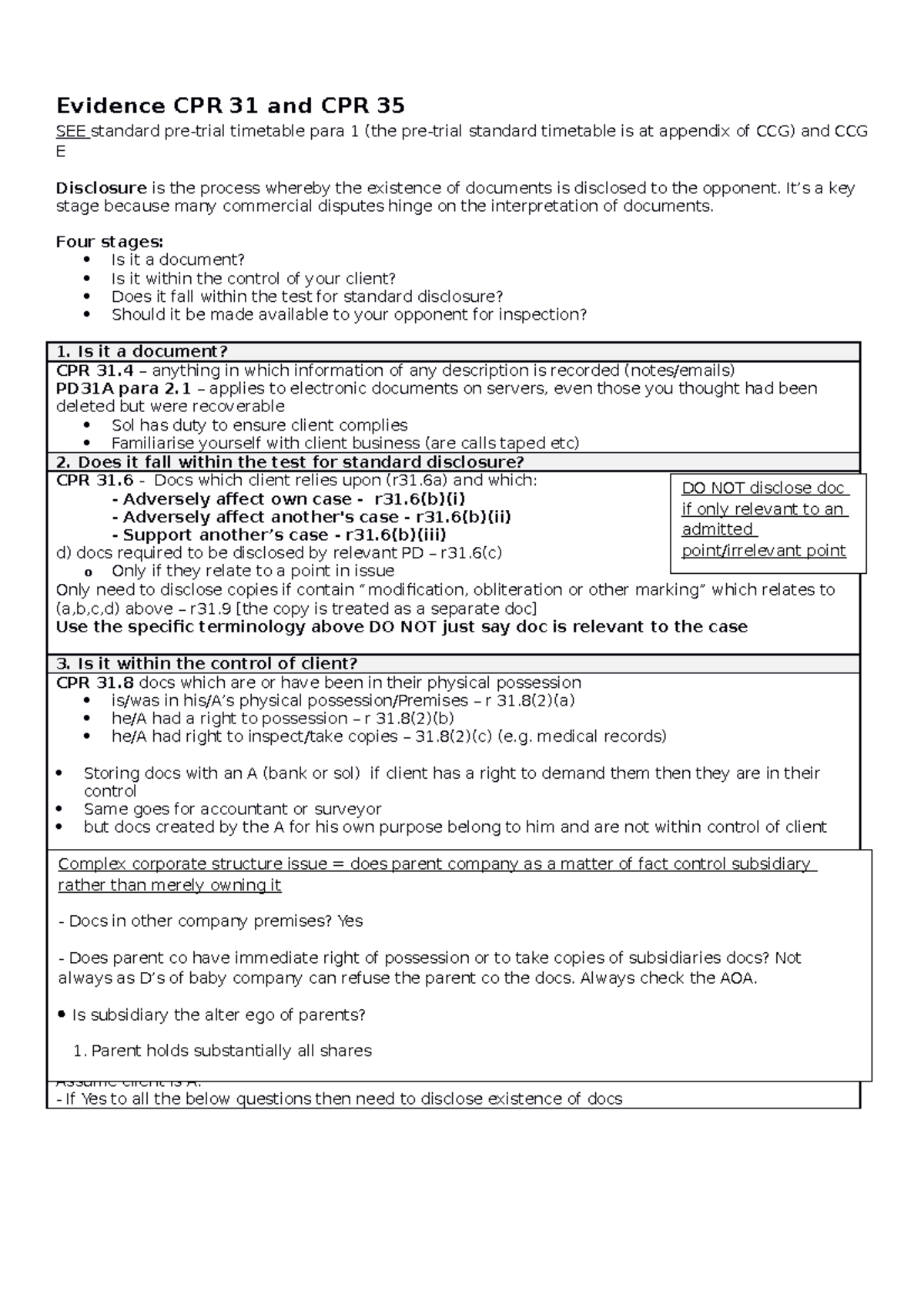 Evidence and disclosure cpr 31 and cpr 35 - Evidence CPR 31 and CPR 35 ...