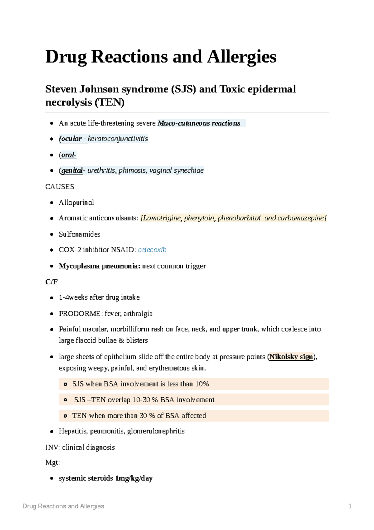 Drug Reactions and Allergies - Drug Reactions and Allergies Steven ...